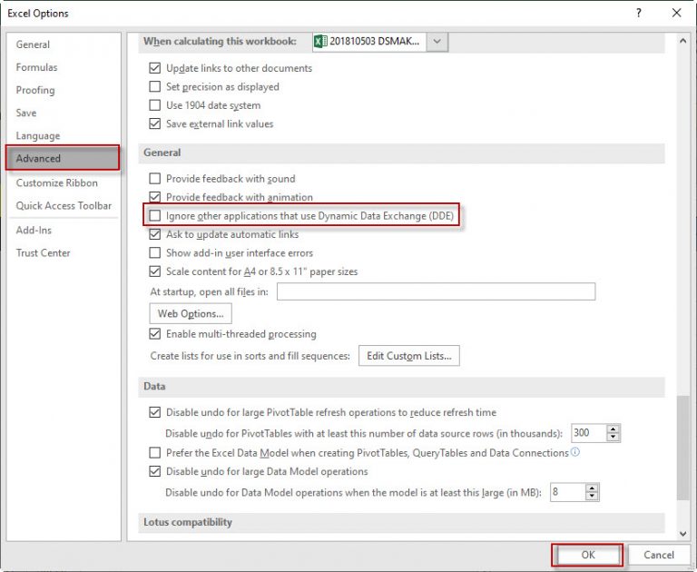 Fix lỗi There was a problem sending a command to the program khi mở file Excel