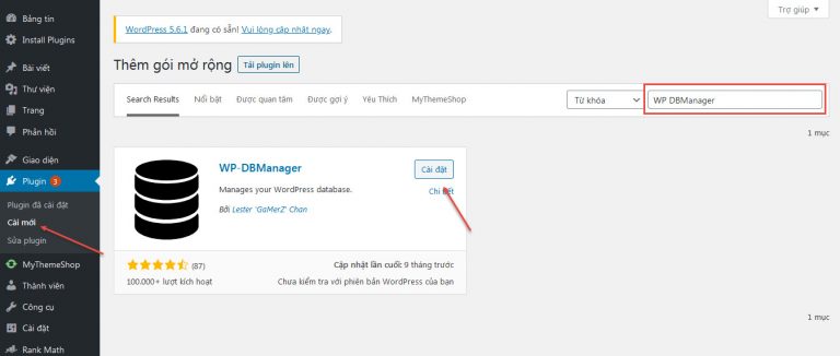 Quản lý Database Wordpress bằng plugin WP DBManager