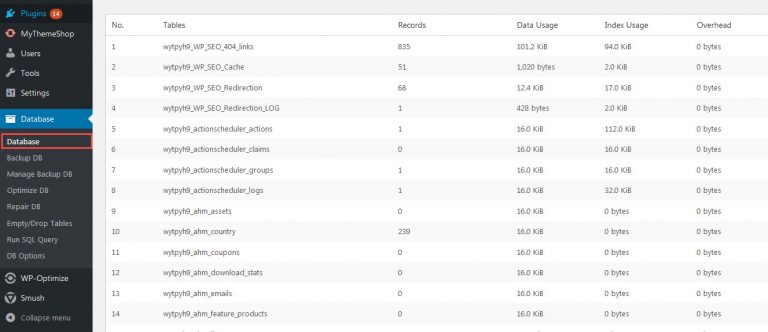 Quản lý Database Wordpress bằng plugin WP DBManager